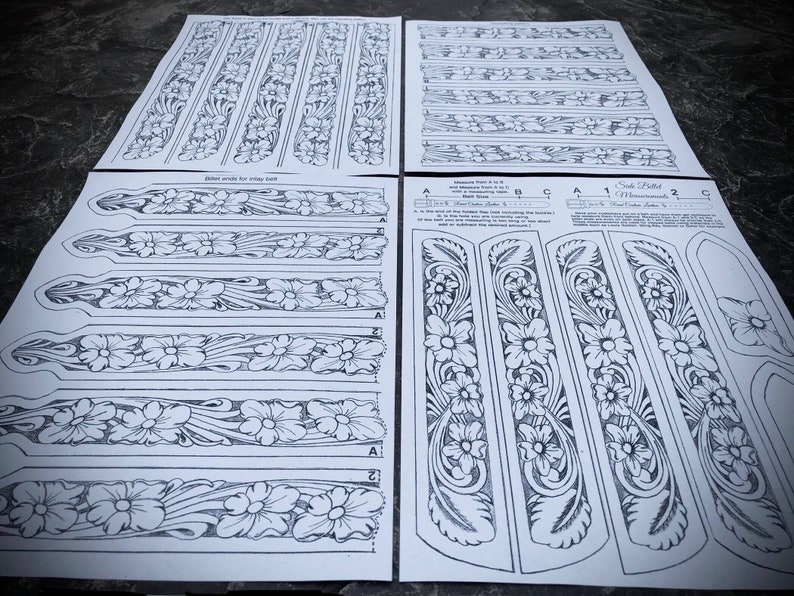 FLORAL BELT PATTERN. for Spliced and Billet Belts. (digital Download ...