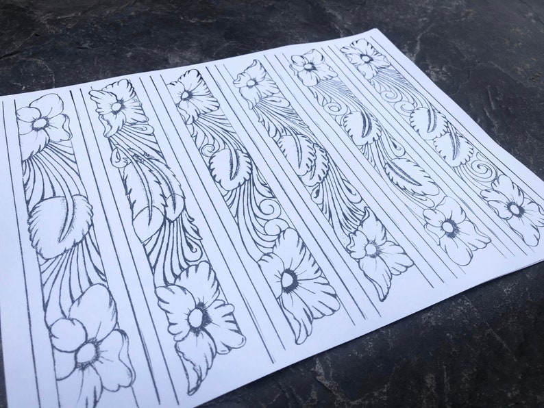 FLORAL BELT PATTERNS - 6 Different Repeating Patterns. 1-1/2" Inches ...