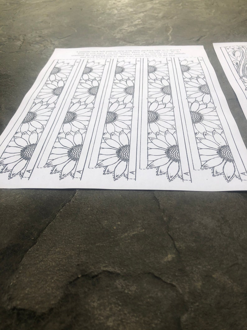 SUNFLOWER BELT PATTERNS - 2 Different Repeating Leather Belt Patterns ...