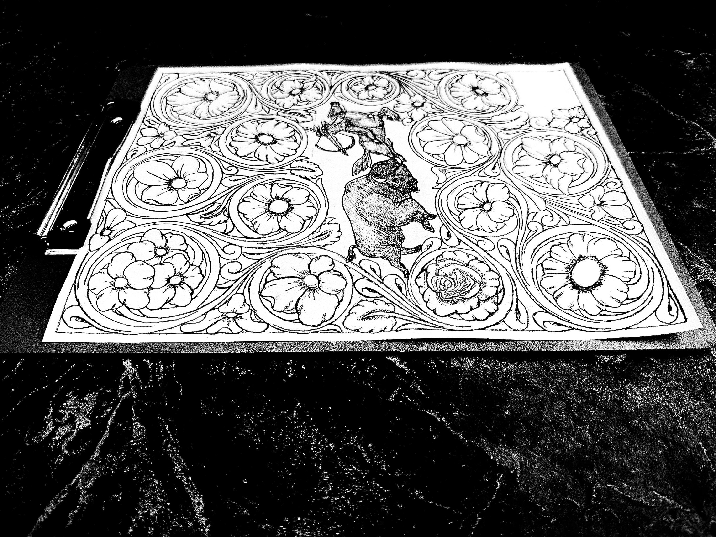 SHERIDAN FLORAL NOTEBOOK Leather Pattern for 8.5x11.5 Notebooks buffalo ...