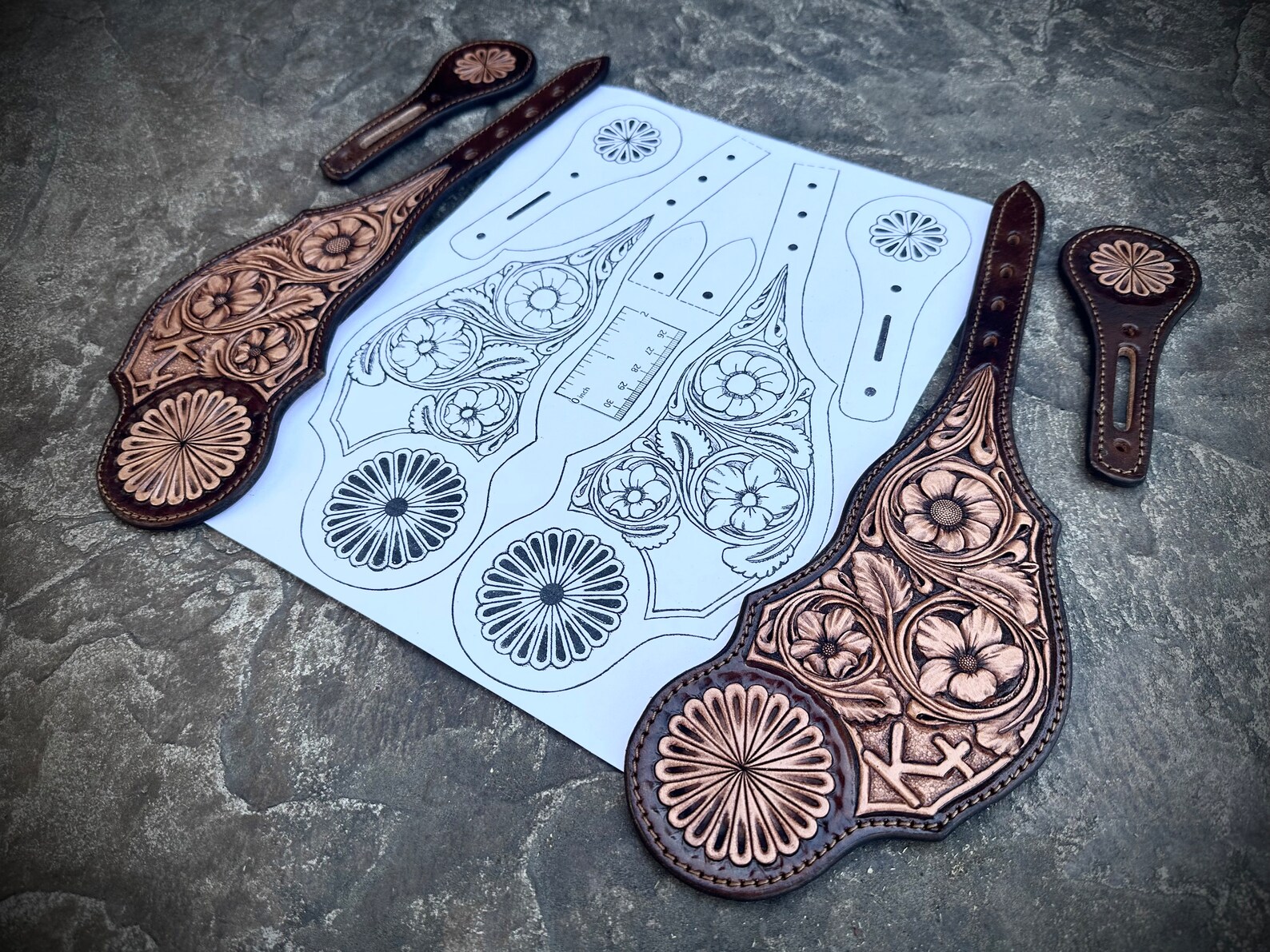 SPUR STRAPS PATTERN (#2) Sheridan Floral Tooling Spur Strap Pattern ...