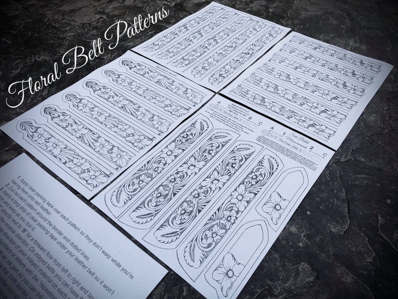 FLORAL BELT PATTERN. for Spliced and Billet Belts. (digital Download ...