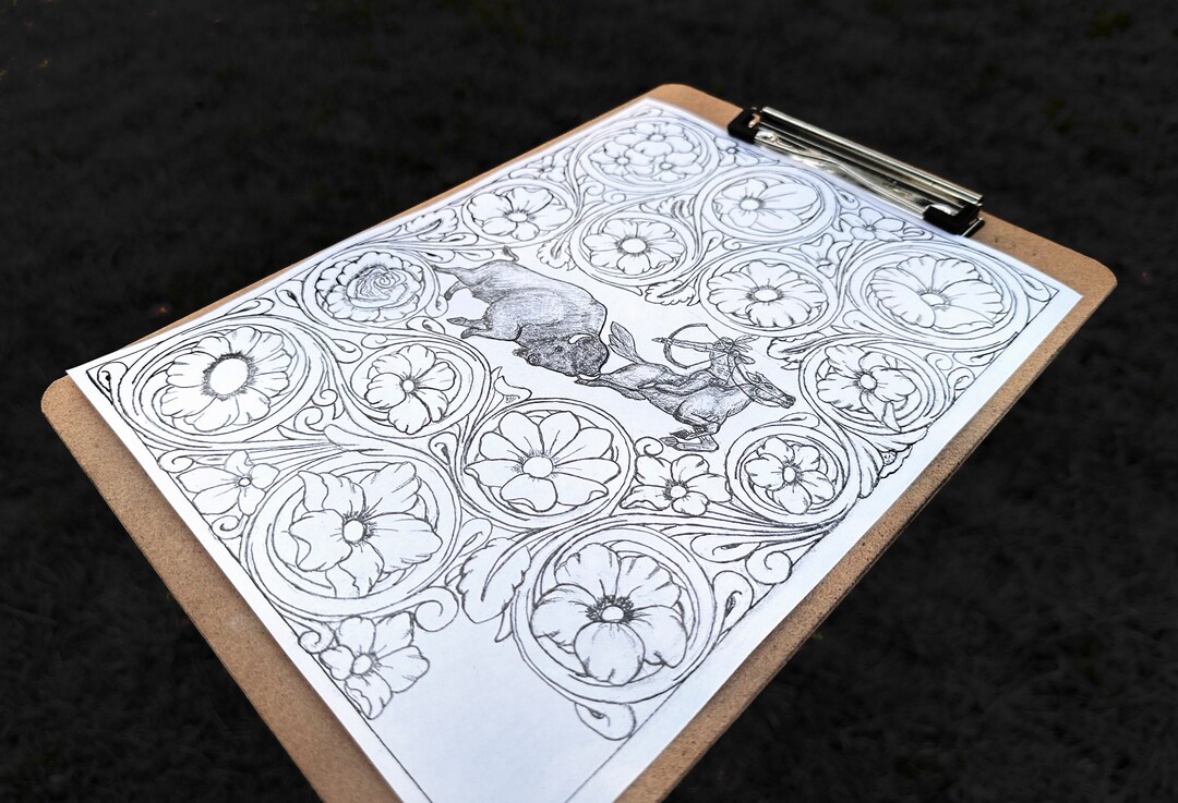 SHERIDAN FLORAL NOTEBOOK Leather Pattern for 8.5x11.5 Notebooks buffalo ...