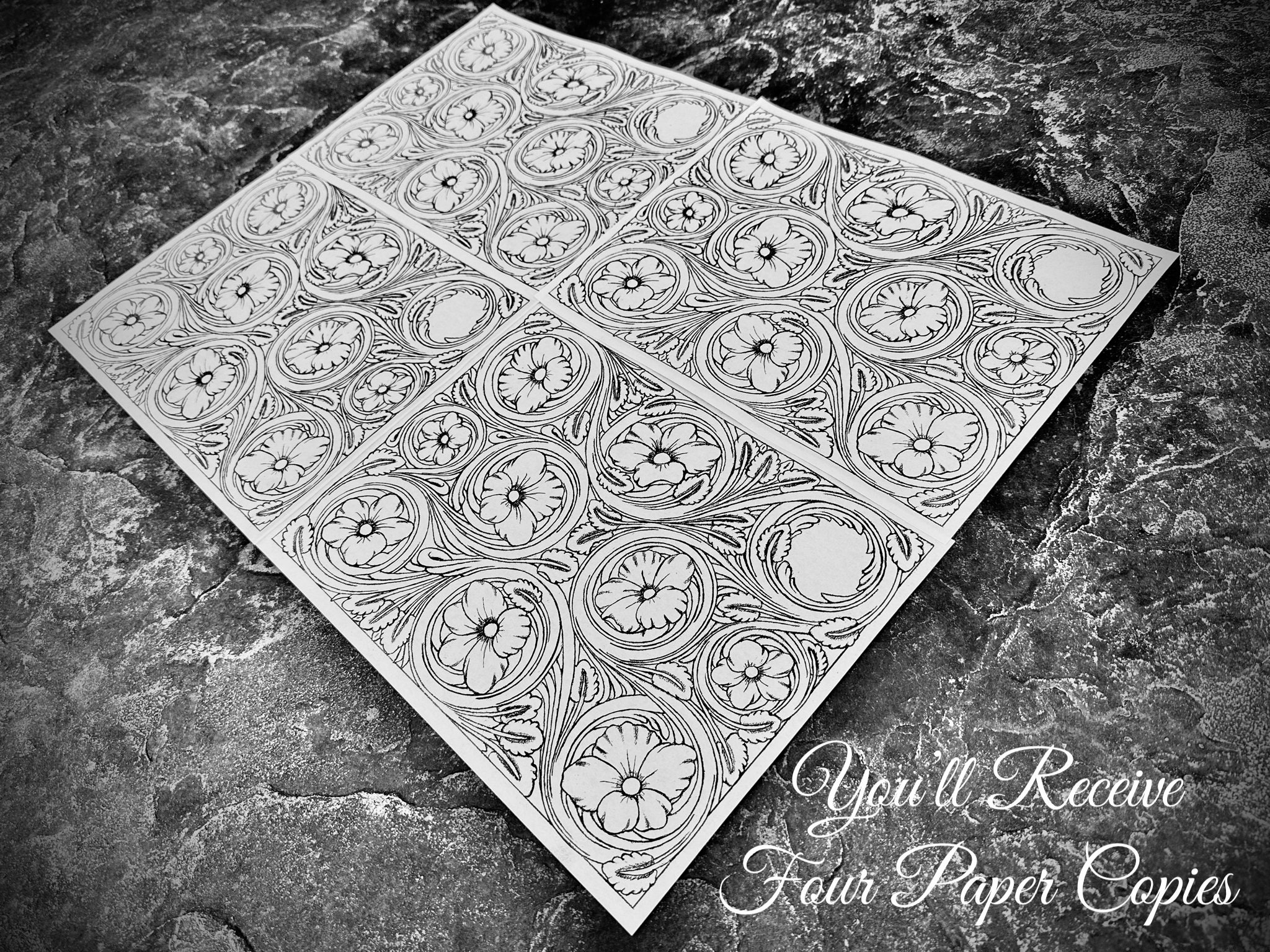 SHERIDAN FLORAL NOTEBOOK Cover Leather Carving Tooling Pattern Large 11x8.5 digital Copy - Etsy