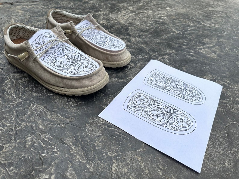 HEY DUDE PATTERNS - Sheridan Floral Toe Top Tooling Patterns - Etsy