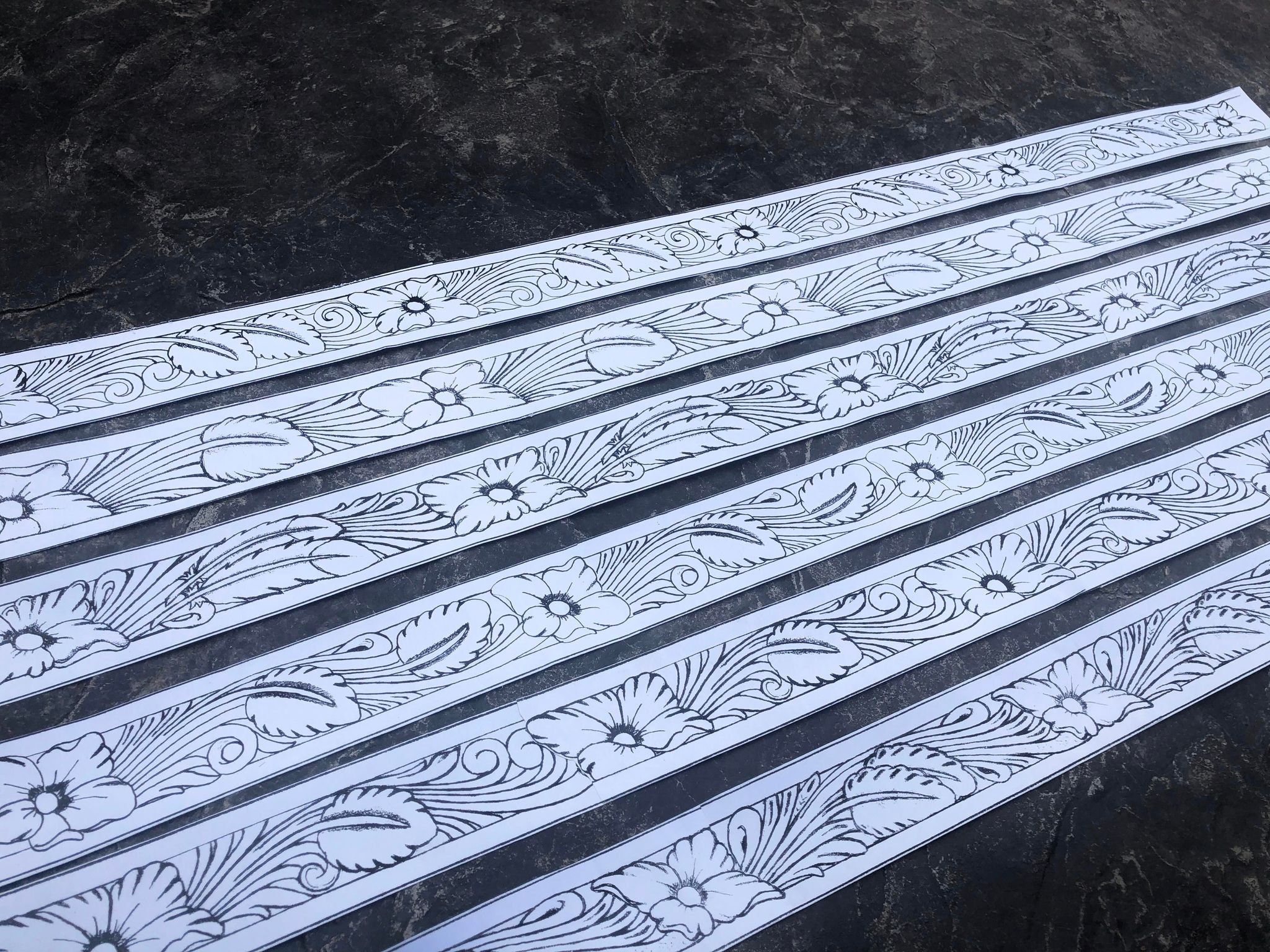 FLORAL BELT PATTERNS 6 Different Repeating Patterns. 1-1/2 Inches Wide ...