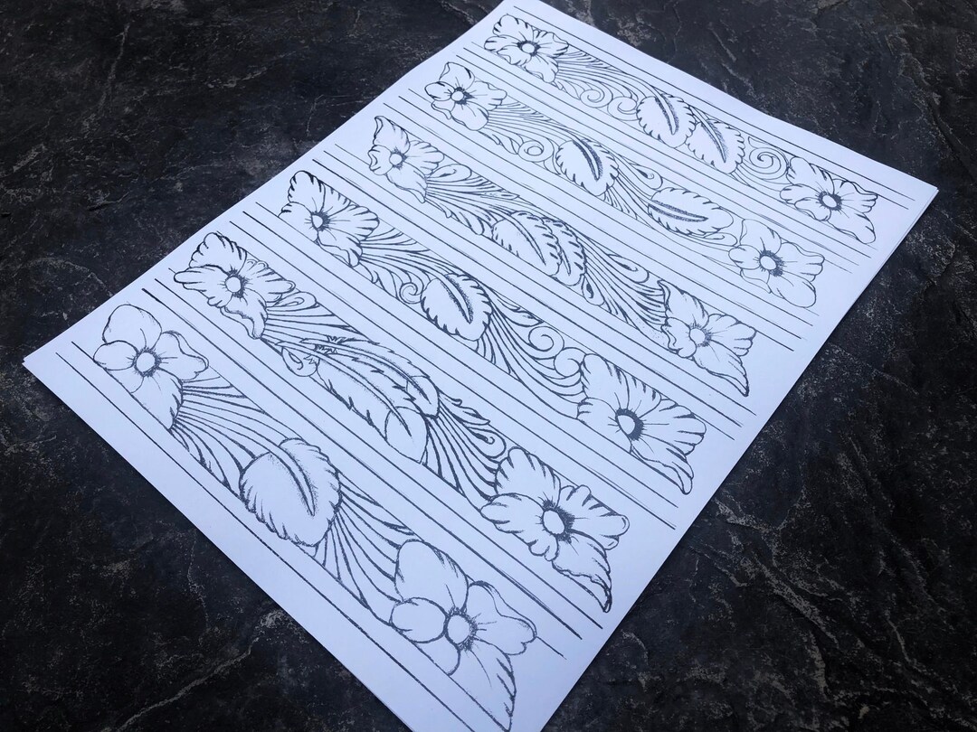 FLORAL BELT PATTERNS - 6 Different Repeating Patterns. 1-1/2" Inches ...