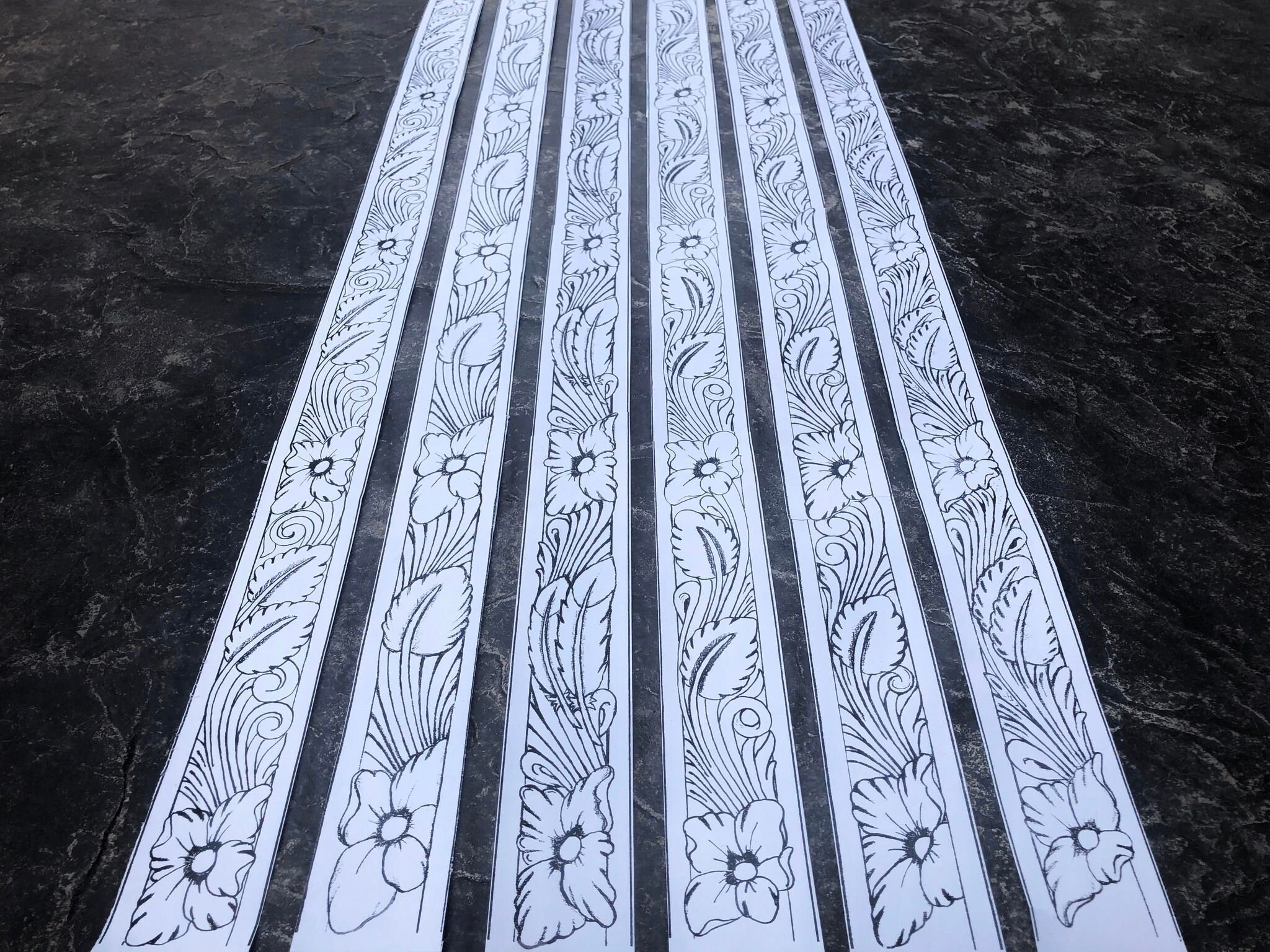 FLORAL BELT PATTERNS 6 Different Repeating Patterns. 1-1/2 Inches Wide ...