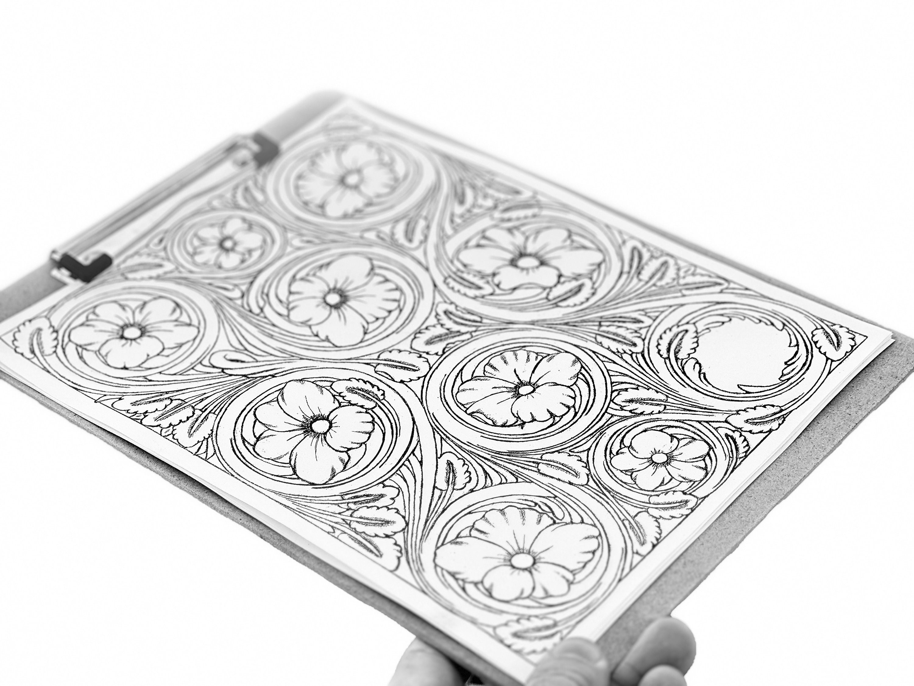 SHERIDAN FLORAL NOTEBOOK Cover Leather Carving Tooling Pattern - Etsy