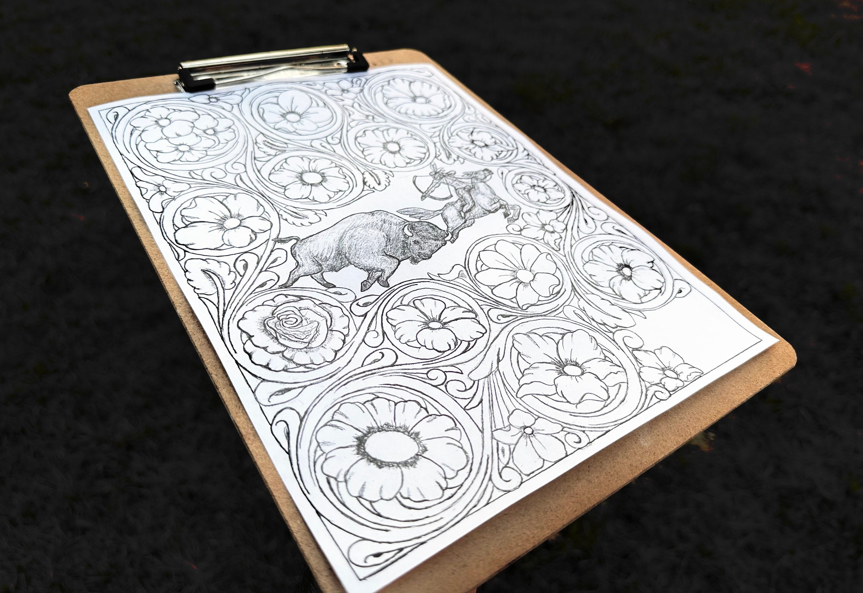 SHERIDAN FLORAL NOTEBOOK Leather Pattern for 8.5x11.5 Notebooks buffalo ...