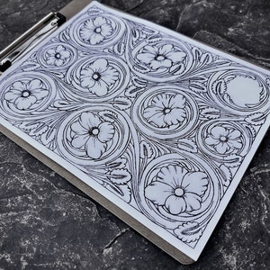 SHERIDAN FLORAL NOTEBOOK Cover Leather Carving Tooling Pattern - Large ...