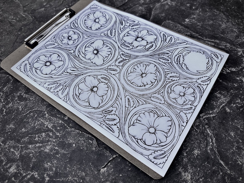 SHERIDAN FLORAL NOTEBOOK Cover Leather Carving Tooling Pattern Large ...
