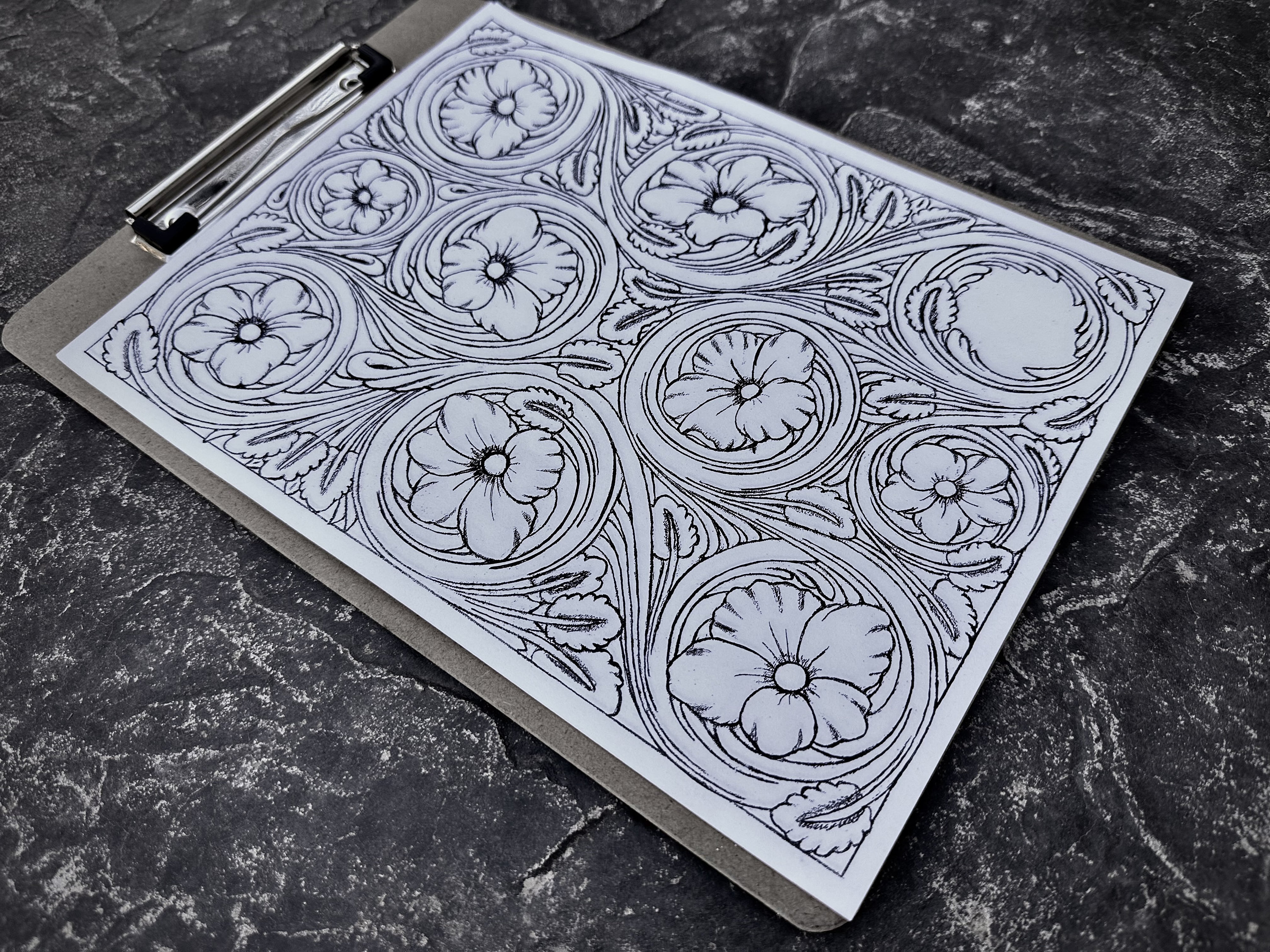SHERIDAN FLORAL NOTEBOOK Cover Leather Carving Tooling Pattern Large ...