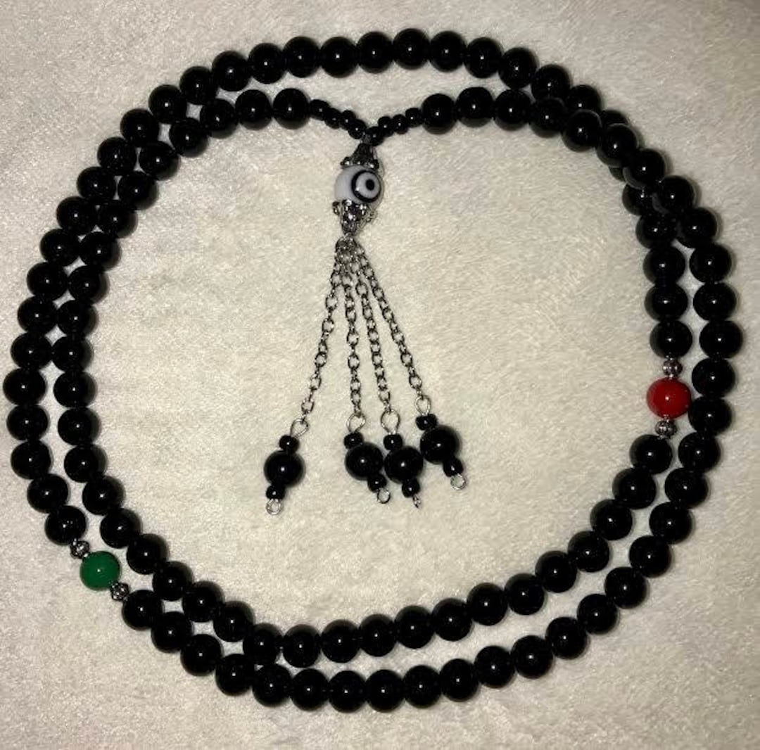 Black 99 Bead Misbaha/tasbih With Red and Green Accents With - Etsy