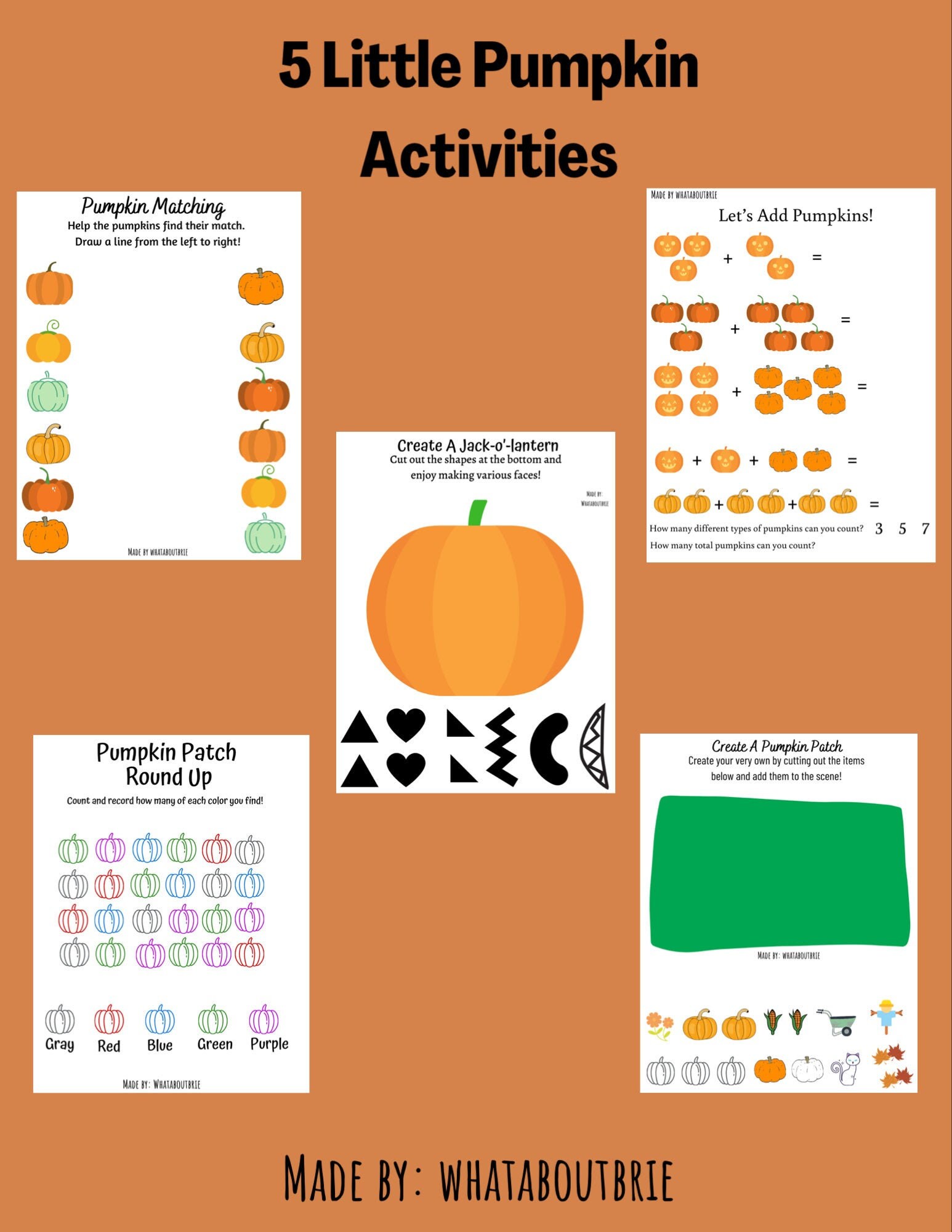 5 Little Pumpkin Activities - Etsy