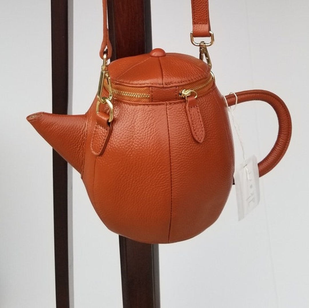 Genuine Top Grain Leather Teapot Purse! Crossbody Clutch Shoulder Bag ...