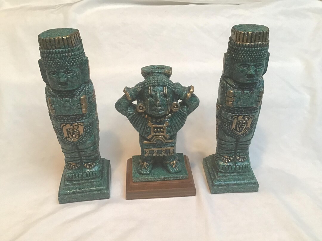 Aztec Mayan Sculptures Maya Statues Set of 3 - Etsy