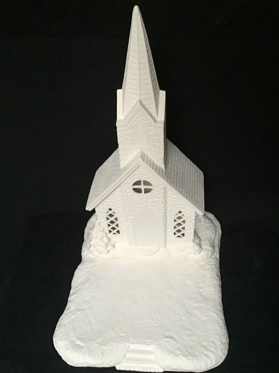 Ceramic Church Bisque Ready to Paint Church With Base and | Etsy