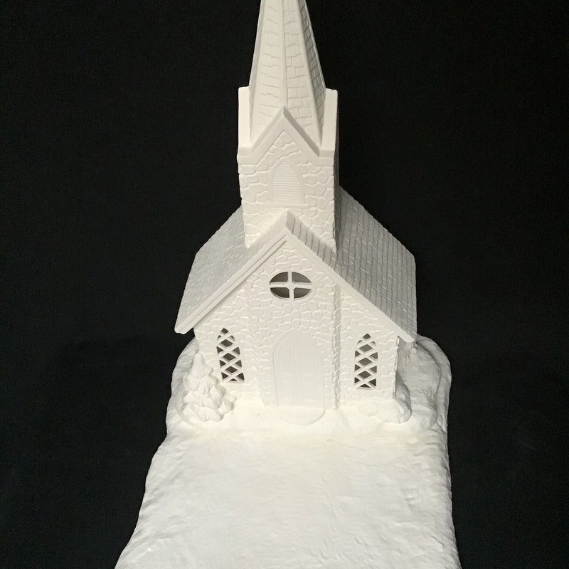 Lighted Ceramic Church - Etsy