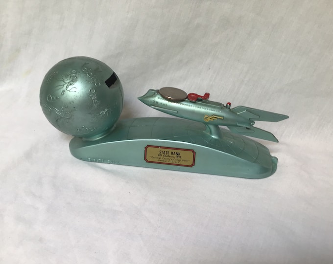 Vintage Rocket Bank Moon Shot Mechanical Coin Bank XU232 Strato Bank ...