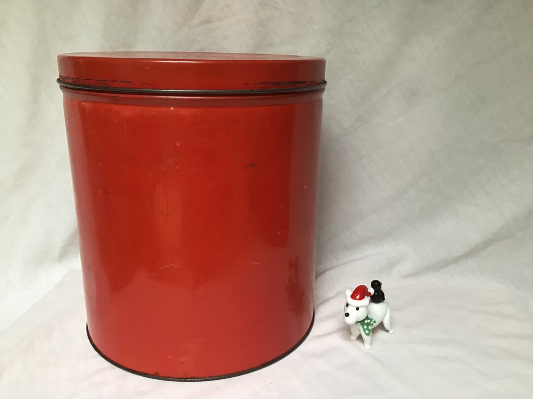 Vintage Red Tin Can Large Red Tin Container - Etsy