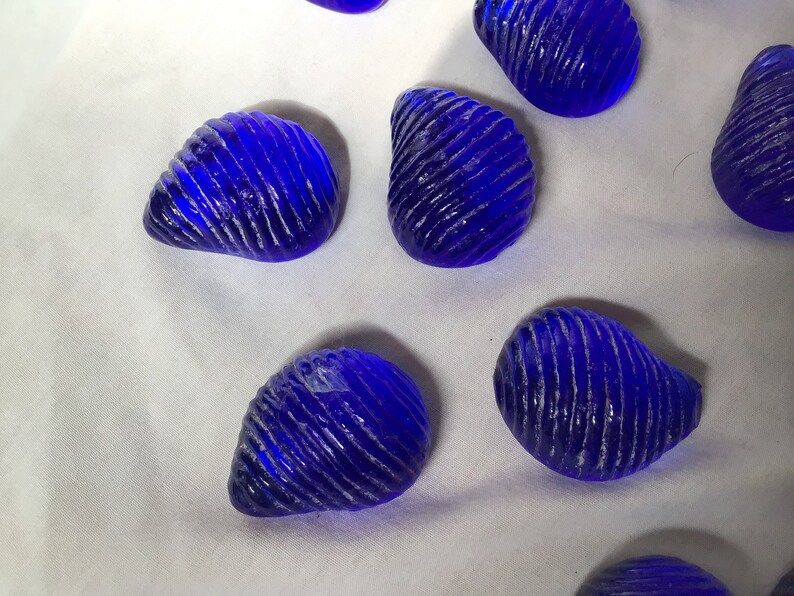 Cobalt Blue Glass Sea Shells Beach Decor - Etsy