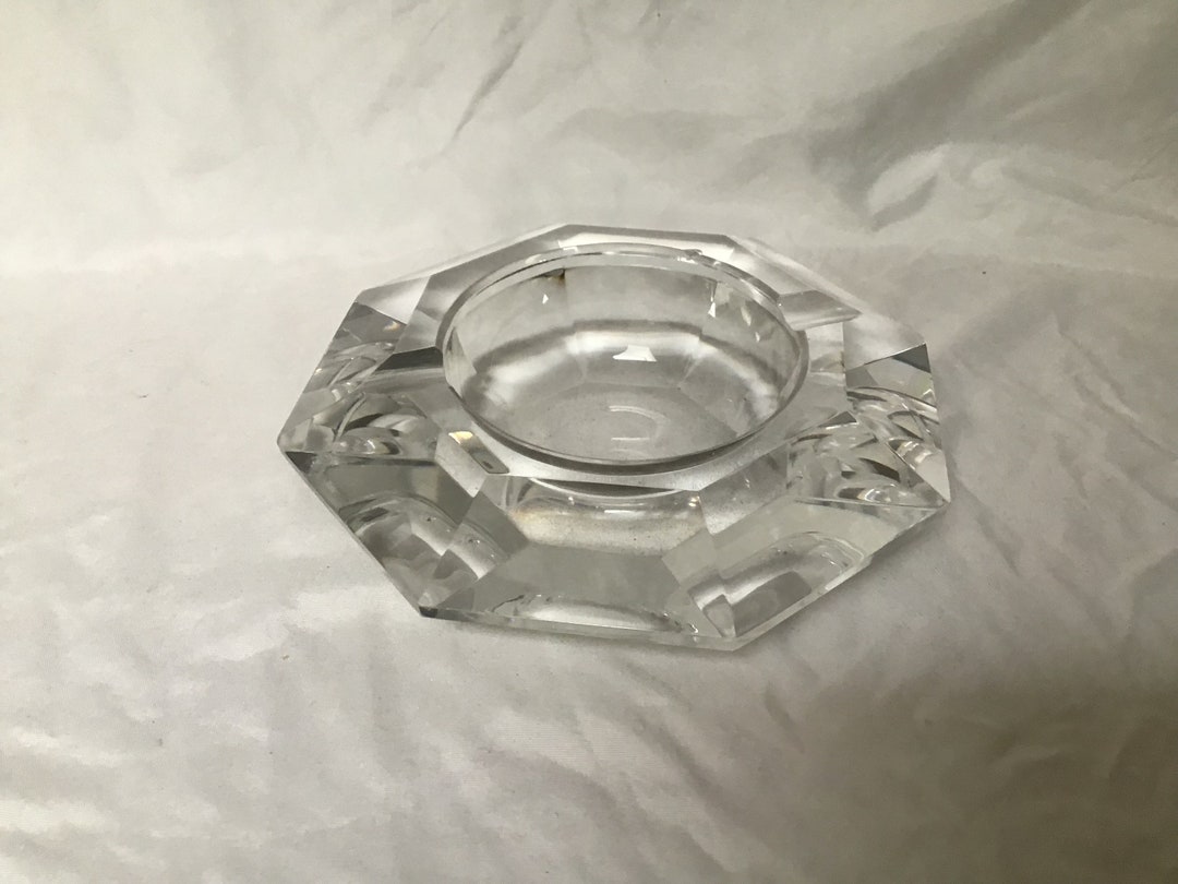 Vintage Val St Lambert Crystal Ashtray MCM Ashtray Amadis Cut Crystal ...