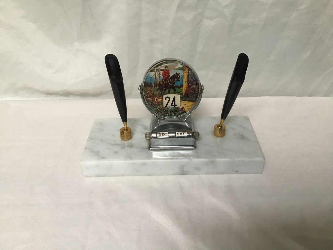 Vintage Perpetual Flip Desktop Calendar RCMP Royal Canadian Mounted ...