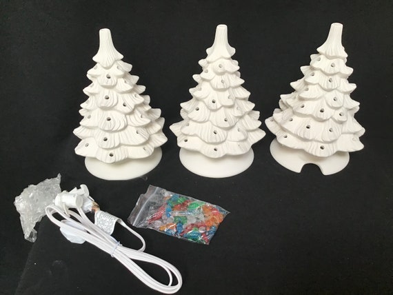 Ceramic Bisque Tree Ready to Paint 8.5 Christmas Tree Complete With Lights Star and Light Kit Listing is for One Tree Etsy Canada
