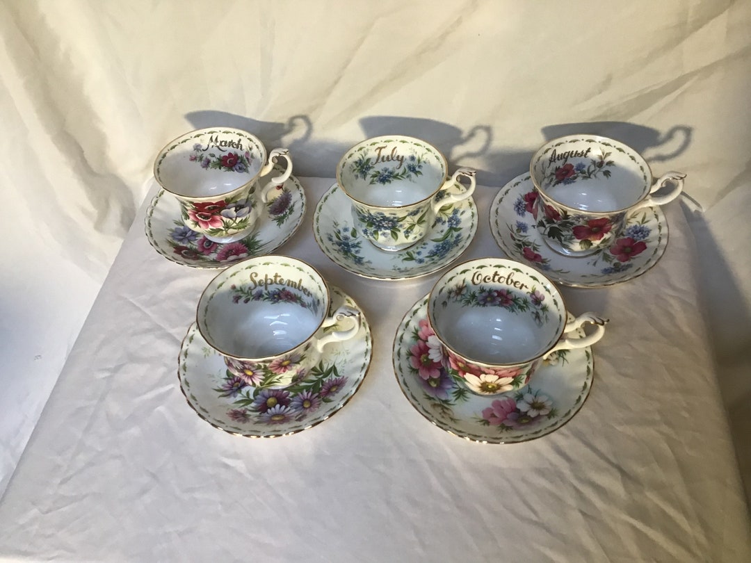 Royal Albert Flowers of the Month Tea Cup Teacup and Saucer Set Several ...