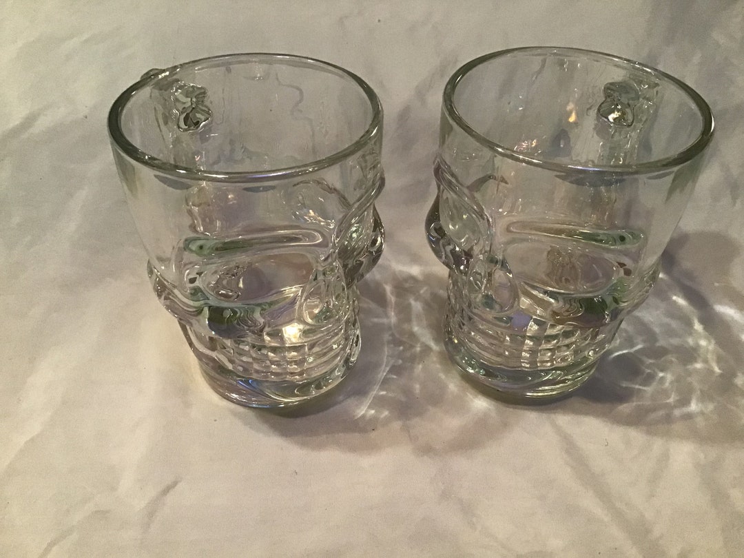 Skull Mugs Glass Skull Beer Mugs Skeletal Mugs Iridescent Skull Etsy