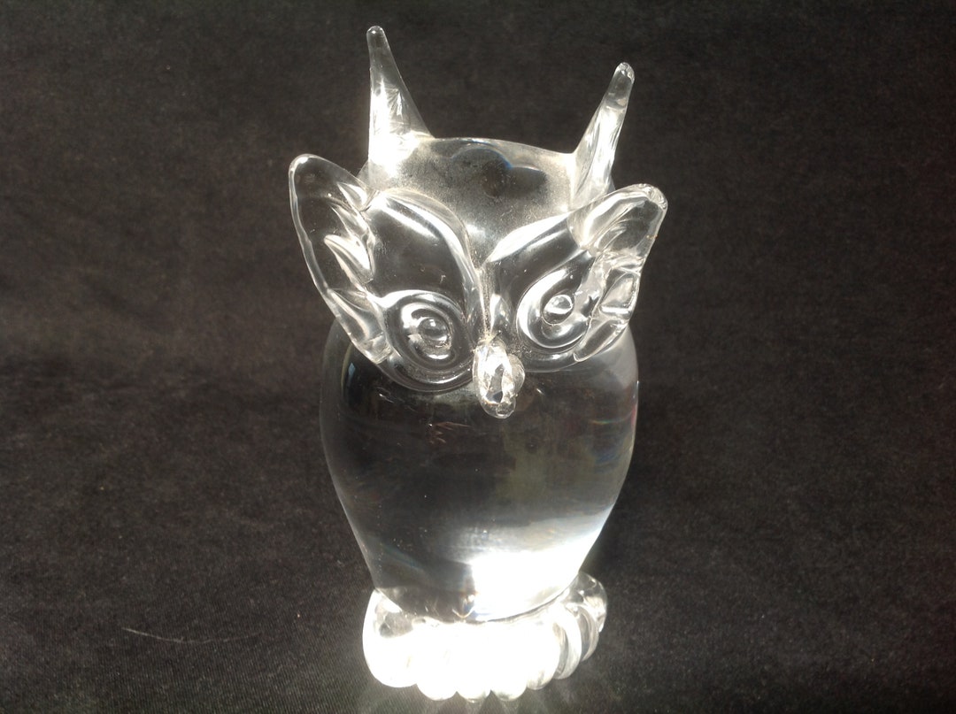 Murano Clear Glass Owl MCM Vintage Signed Italian Italy V Nason & C ...