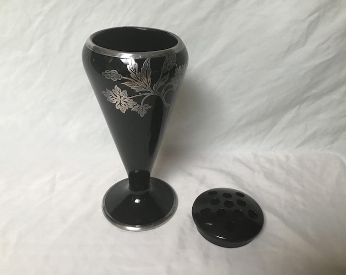 Reserved -MCM Viking Glass Flowerlite Vase With Flower Frog and Taper ...