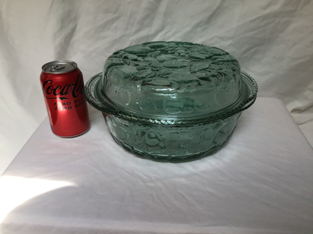 Vintage Libbey Orchard Green Glass Casserole Dish: Dutch Oven & Pie ...
