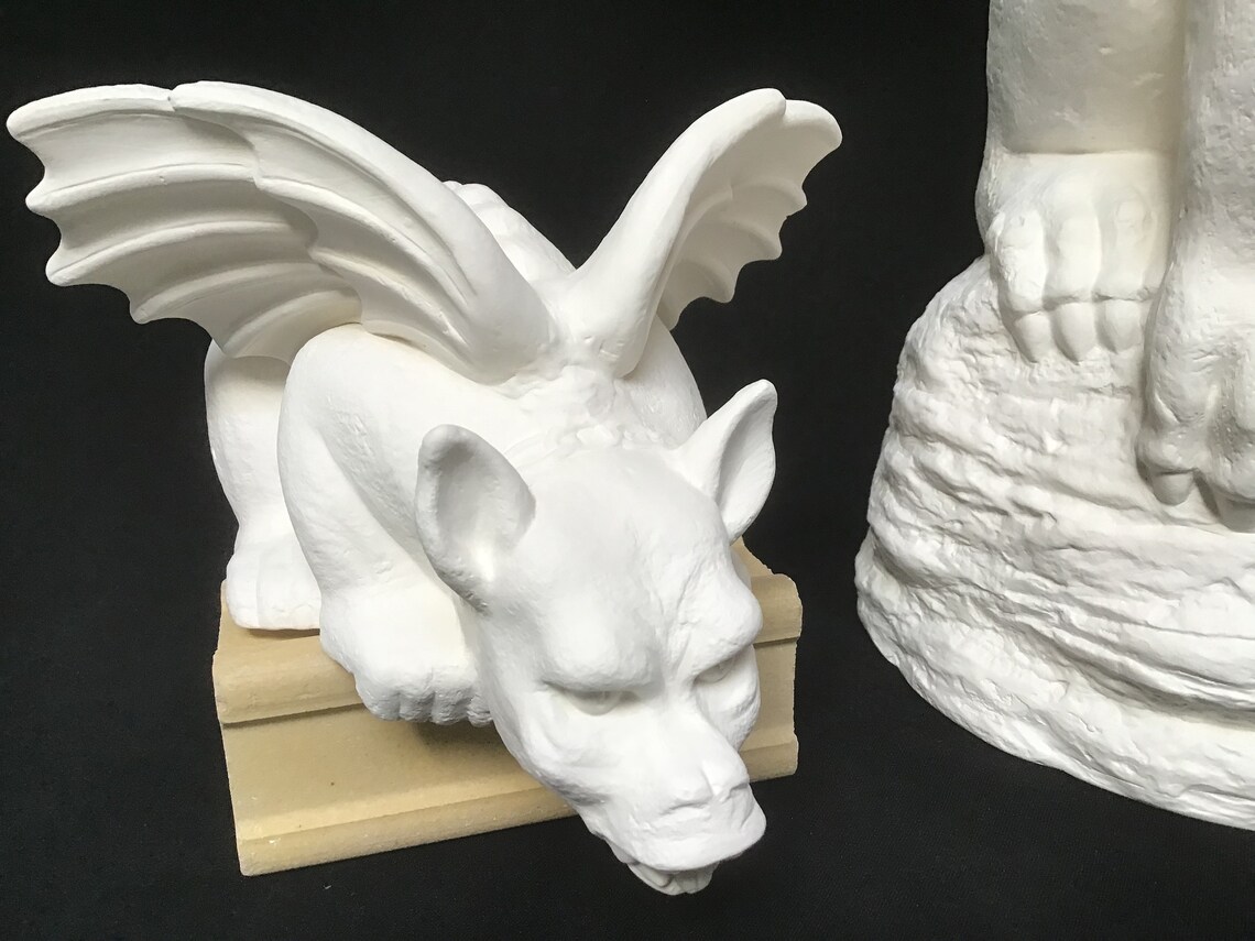 Ceramic Bisque Gargoyle Figurine: Extra Large 14 1/2”, Shelf Gargoyle 3 ...