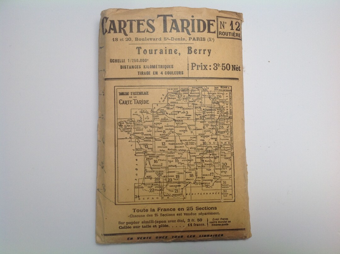 Map French Cartes Tarides No 12 Coloured Map France 1912 Simili Japan ...