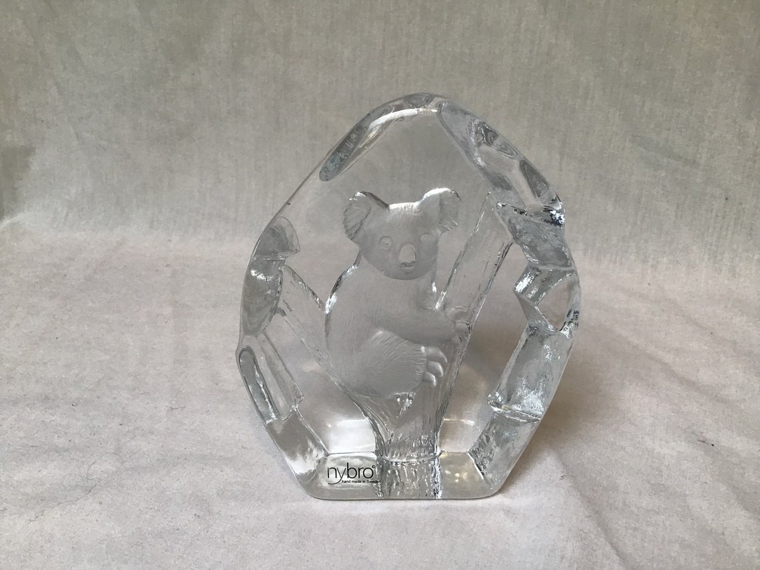 Vintage Nybro Crystal Koala Bear Paperweight - Paul Isling Design - Etsy