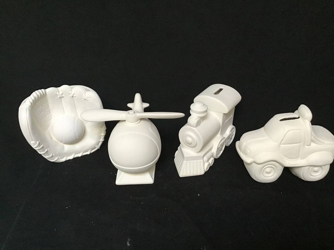 Ceramic Bisque Helicopter Train Truck Baseball Caddy Unpainted Ceramics ...