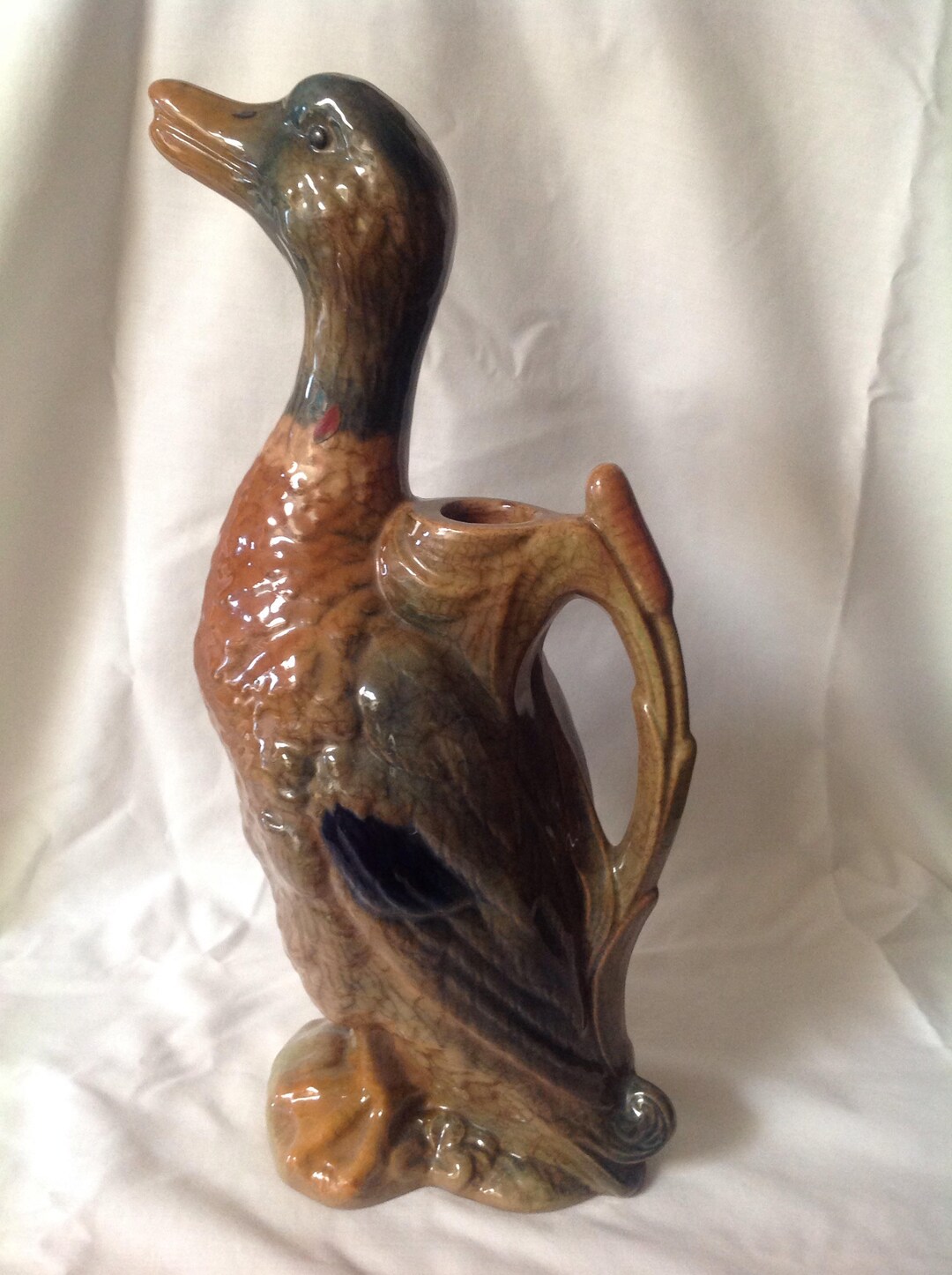 Vintage Majolica Decanter Mallard Duck Decanter Rare Decanter Duck ...