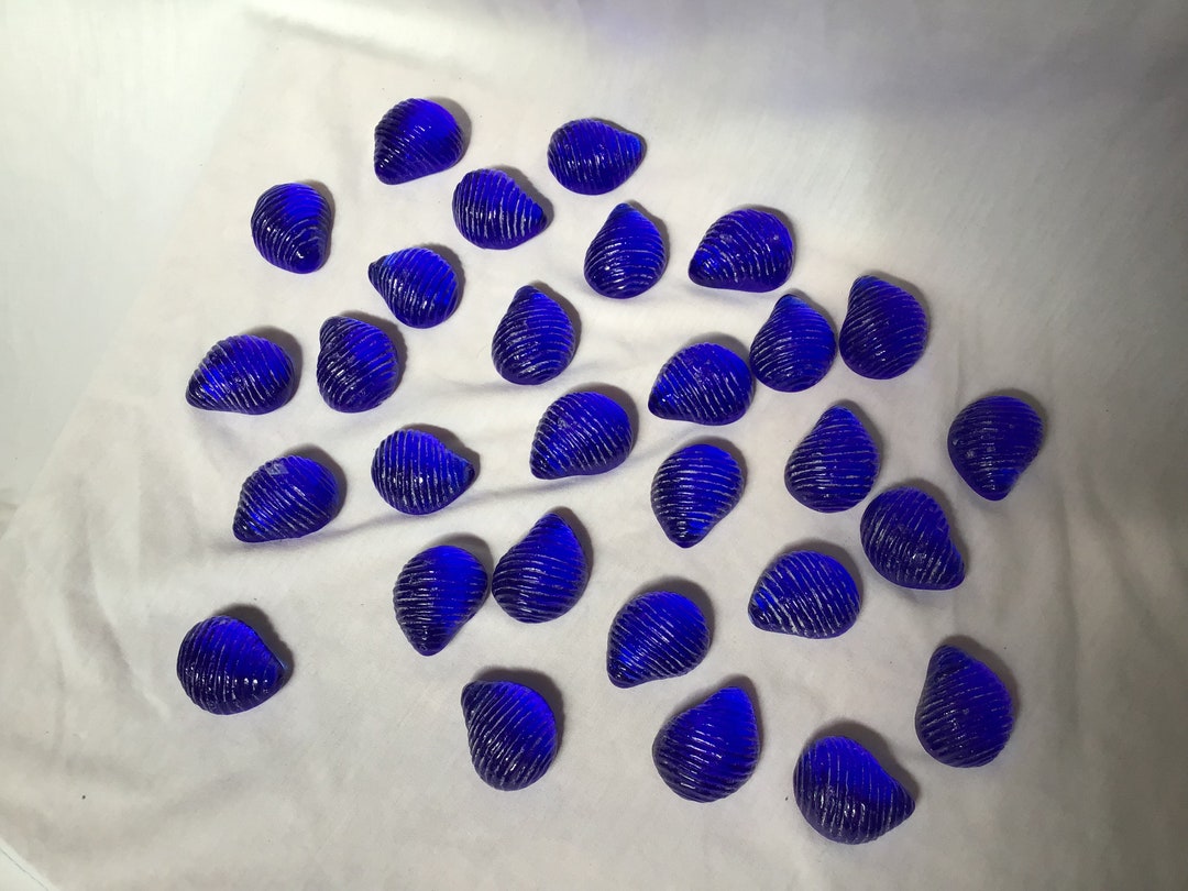 Cobalt Blue Glass Sea Shells Beach Decor - Etsy