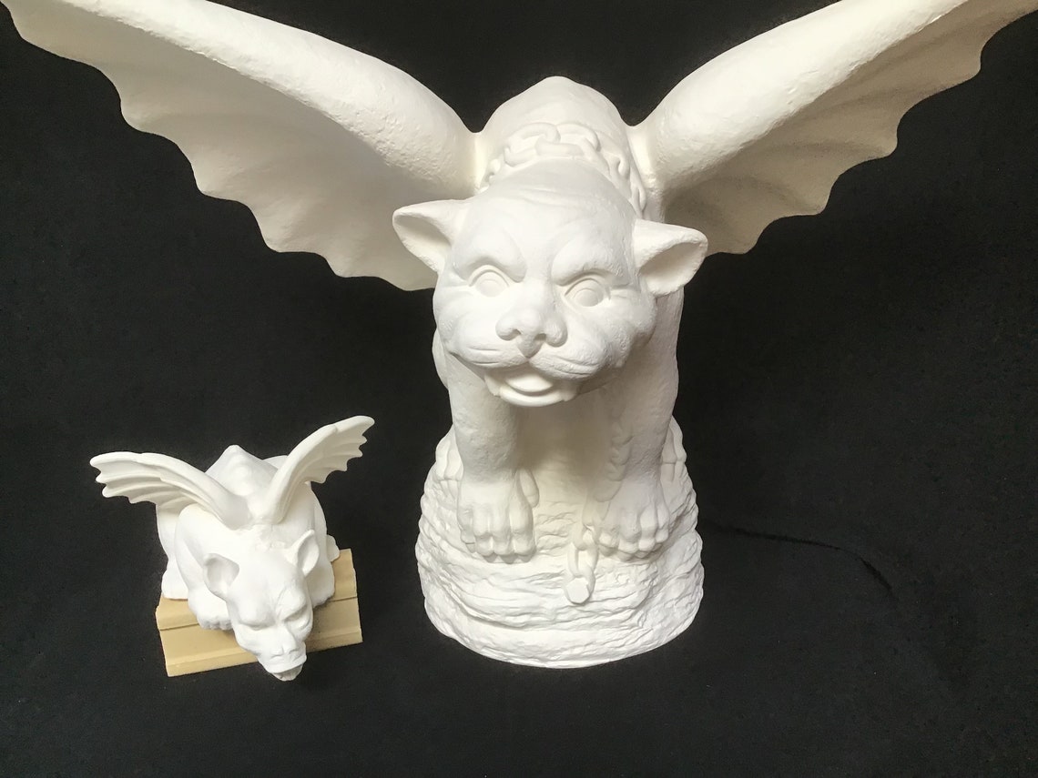 Ceramic Bisque Gargoyle Figurine: Extra Large 14 1/2”, Shelf Gargoyle 3 ...