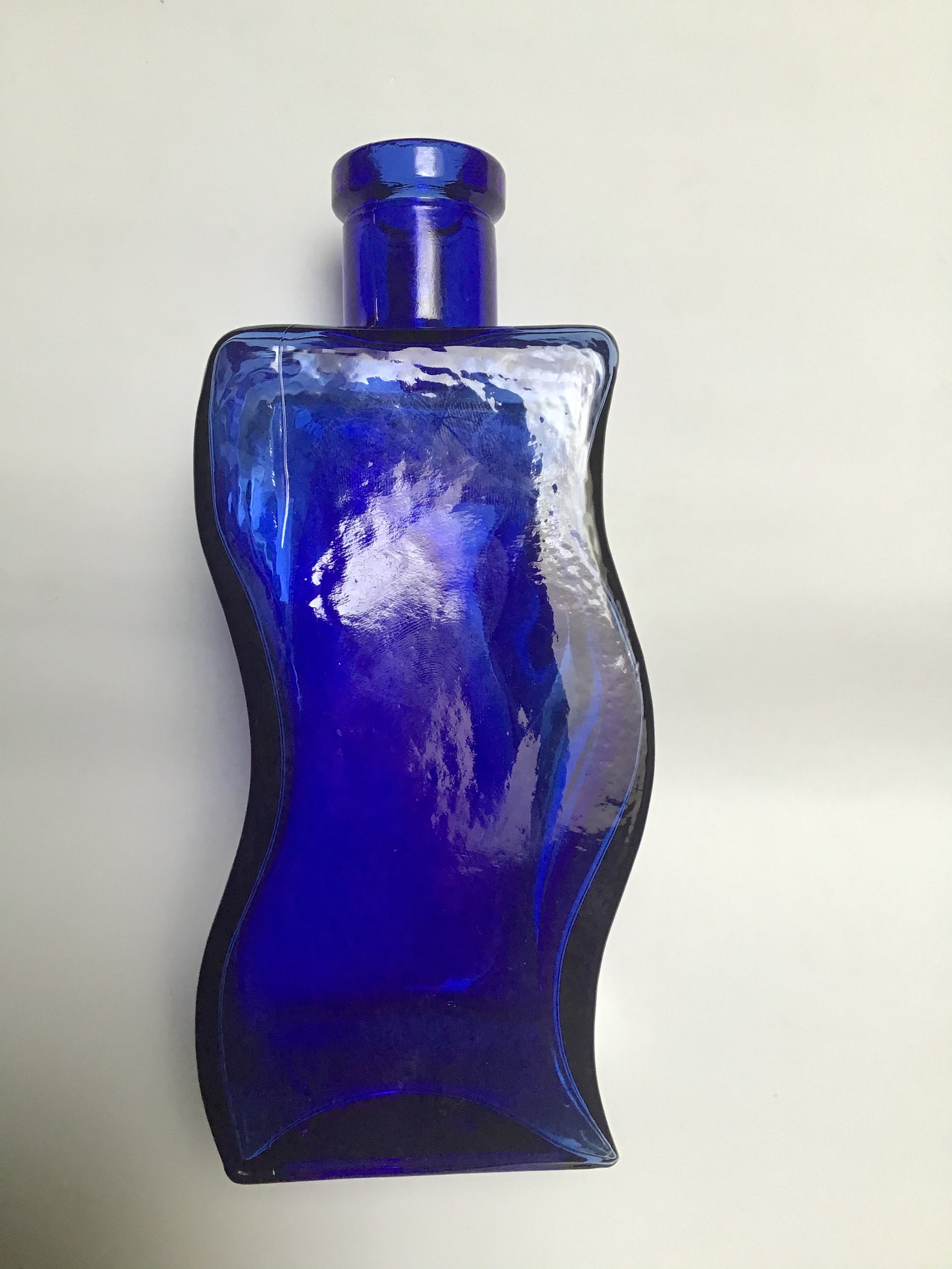 Cobalt Blue Bottle Wavy Bottle Etsy