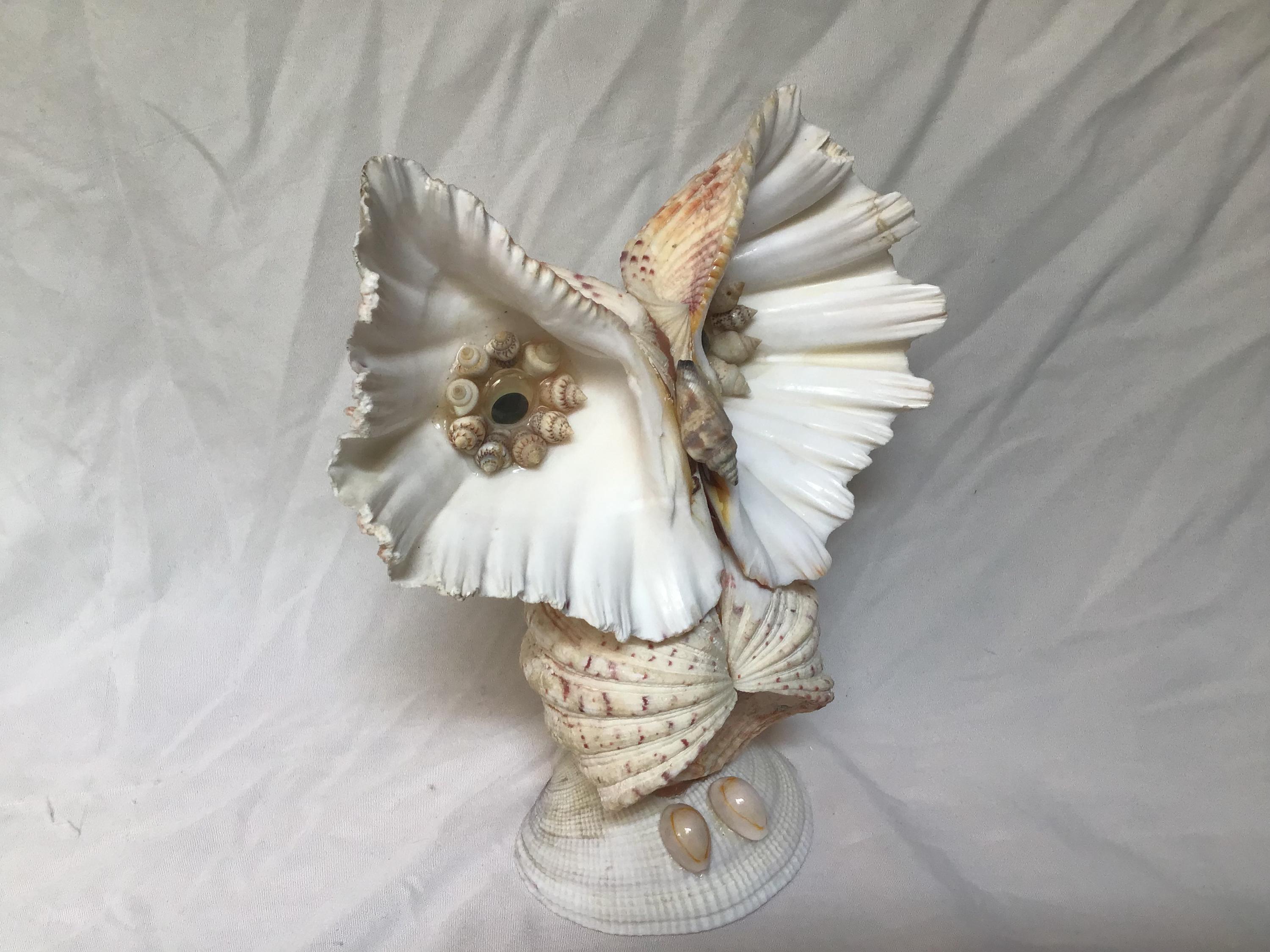 Seashell Owl Figurine Owl Made of Seashells - Etsy