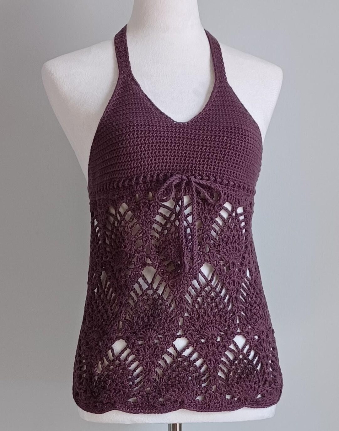 Crochet Pineapple Front Tie Halter Top PATTERN ONLY - Etsy