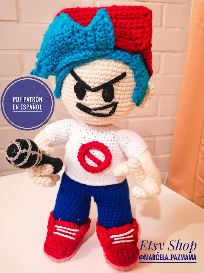 Fnf plush Patrón Amigurumi Boyfriend de Friday Night Funkin FNF en ...