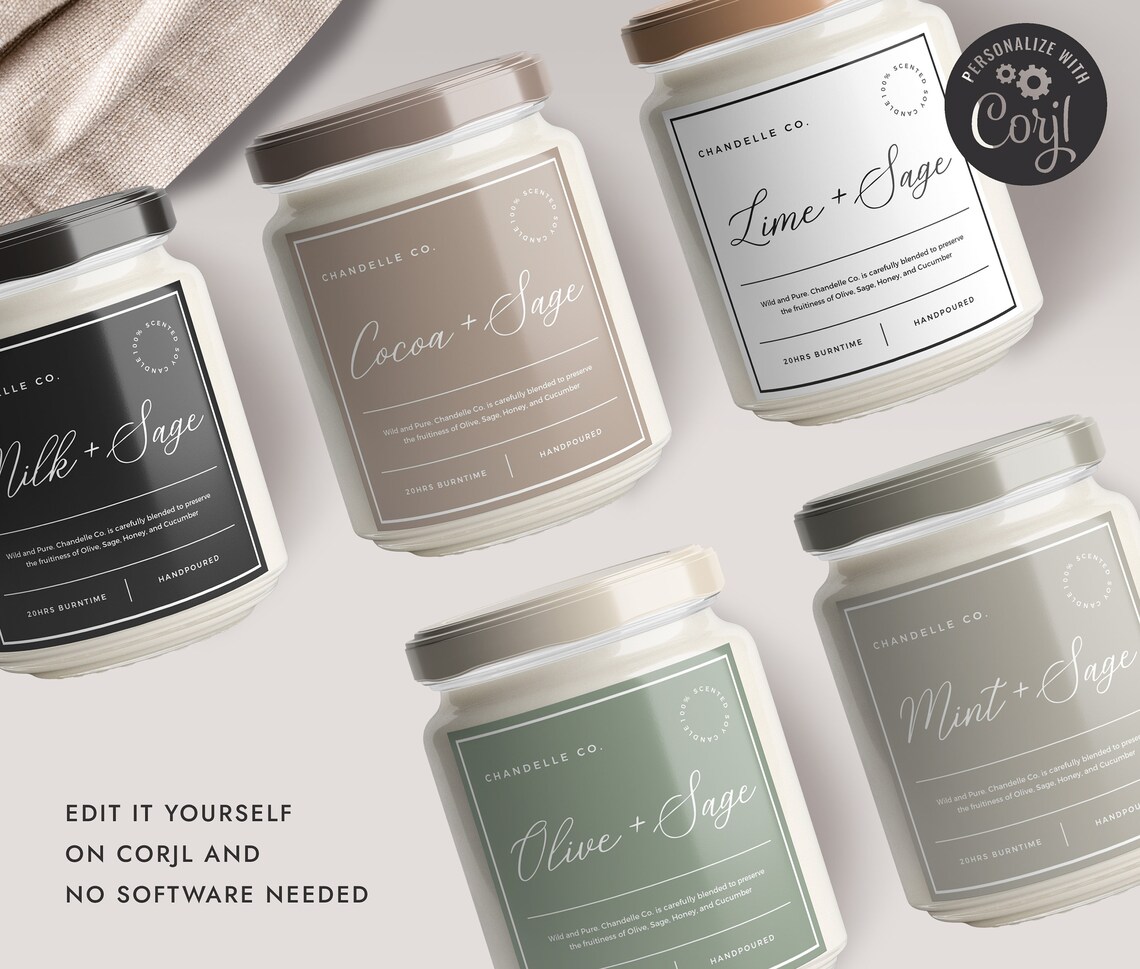 Candle Sticker Custom Product Label Design Editable Candle - Etsy Australia