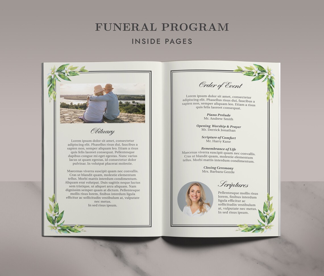 Printable Funeral Program Word Template 2memorial Photoshop | Etsy