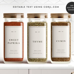 Spice Jar Label Template, Printable Seasoning Stickers, DIY Herbs Spice ...