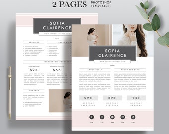 Media Kit Template 2 Pages, Blogger Media Kit, Media Press Kit Template, Electronic Press Kit ...