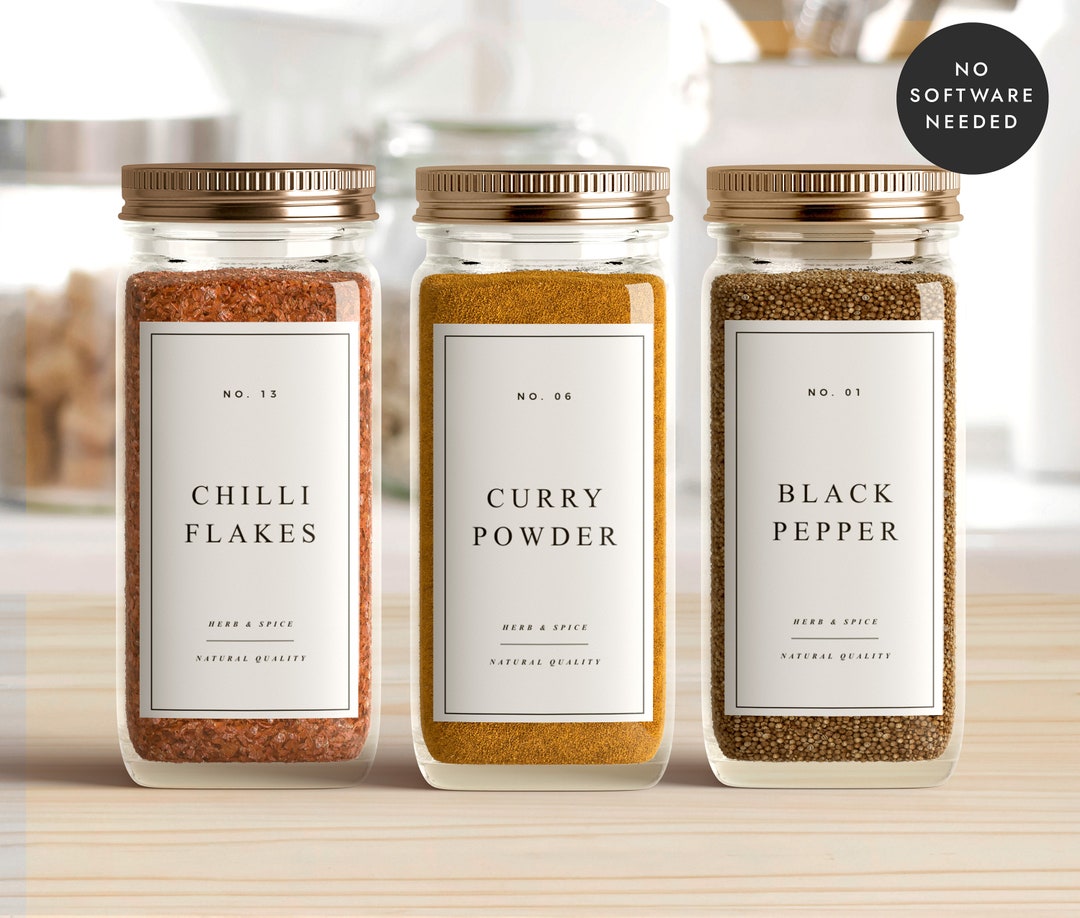 Spice Jar Label Template, Printable Seasoning Stickers, DIY Herbs Spice ...